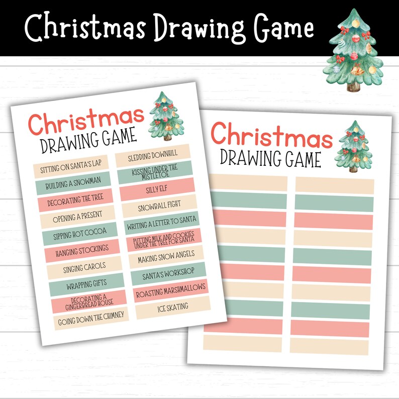 Christmas Drawing Game, Christmas Party Games, Printable Christmas ...