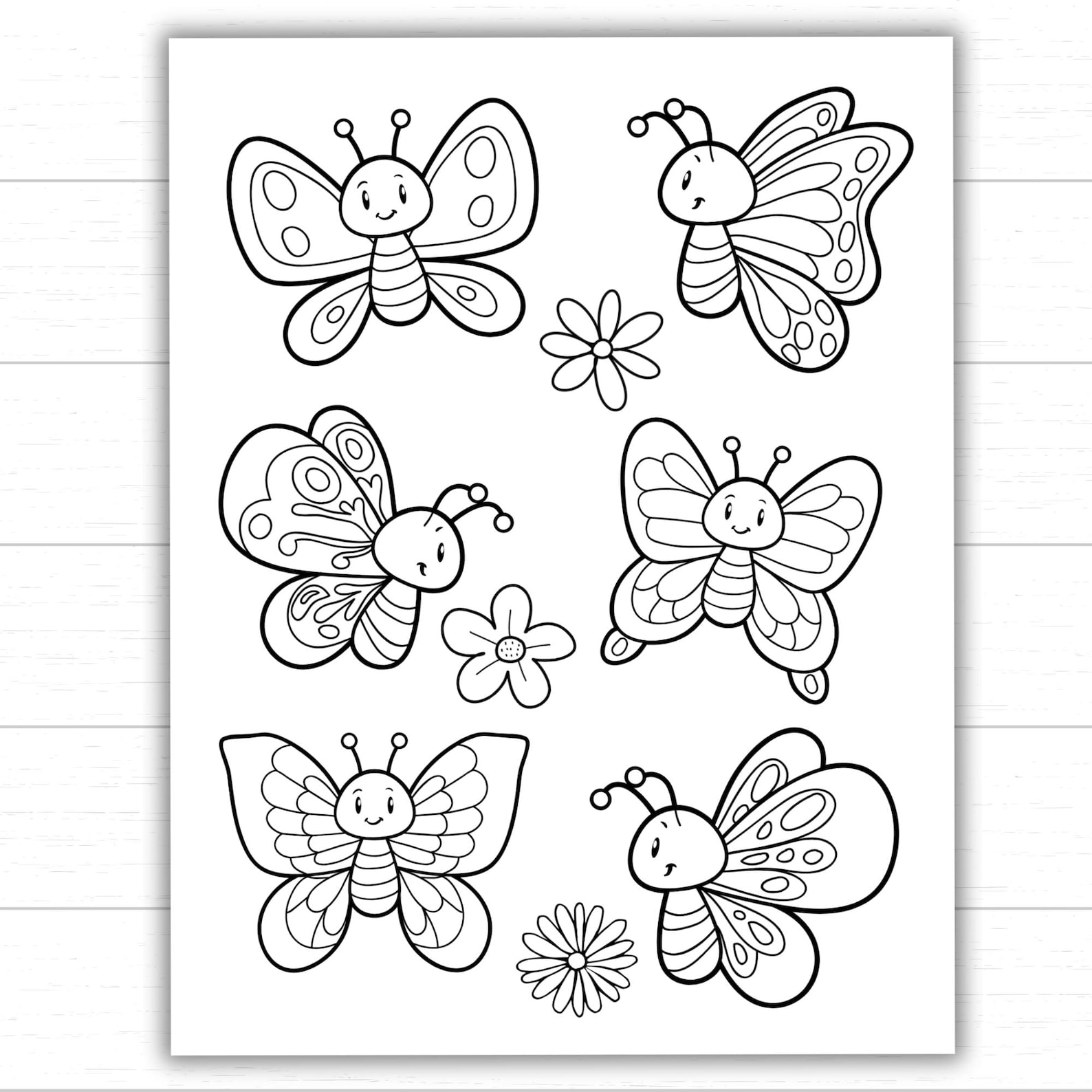 Cute Butterfly Coloring Page Printable for Kids, Butterfly Coloring ...