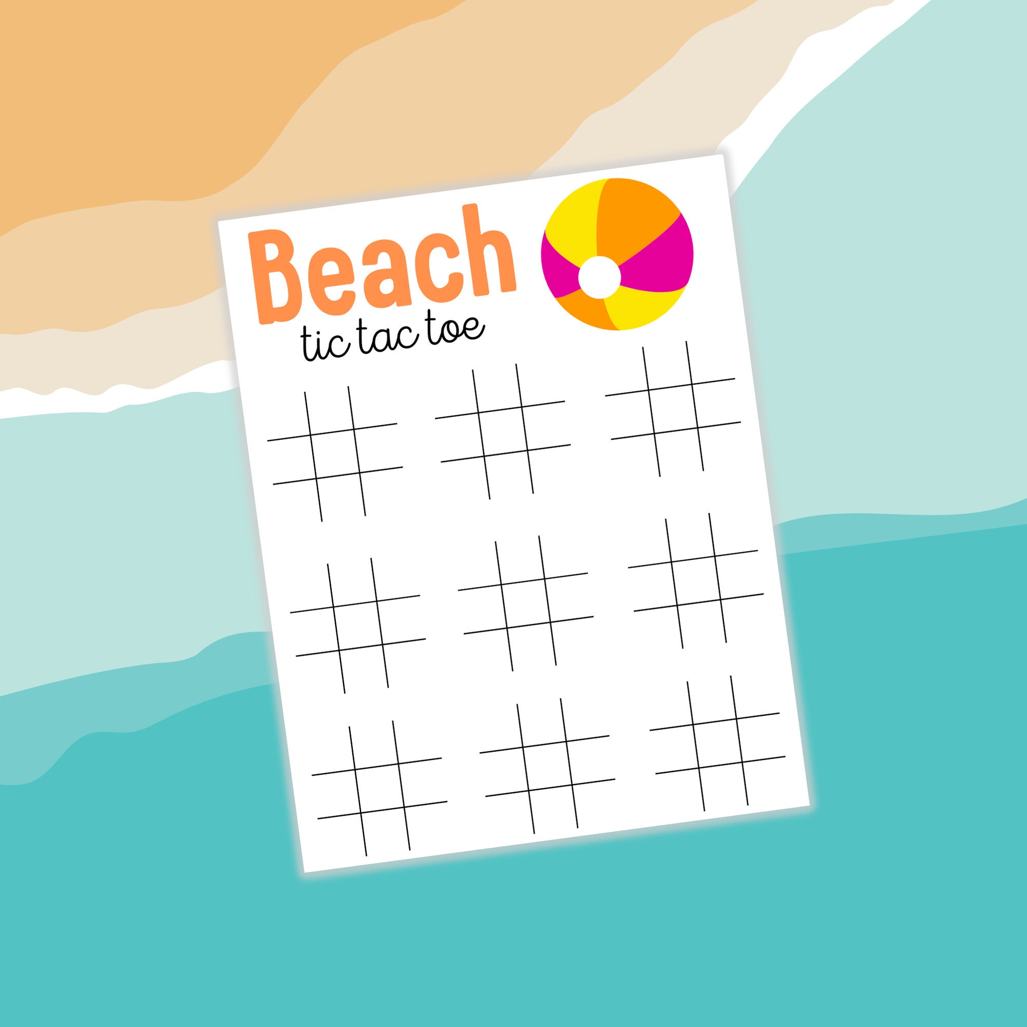 Beach Tic Tac Toe Printable Game for Kids - Etsy