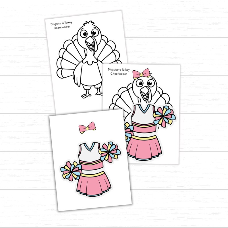 Disguise a Turkey Cheerleader Printable Craft for Kids, Cute Last ...