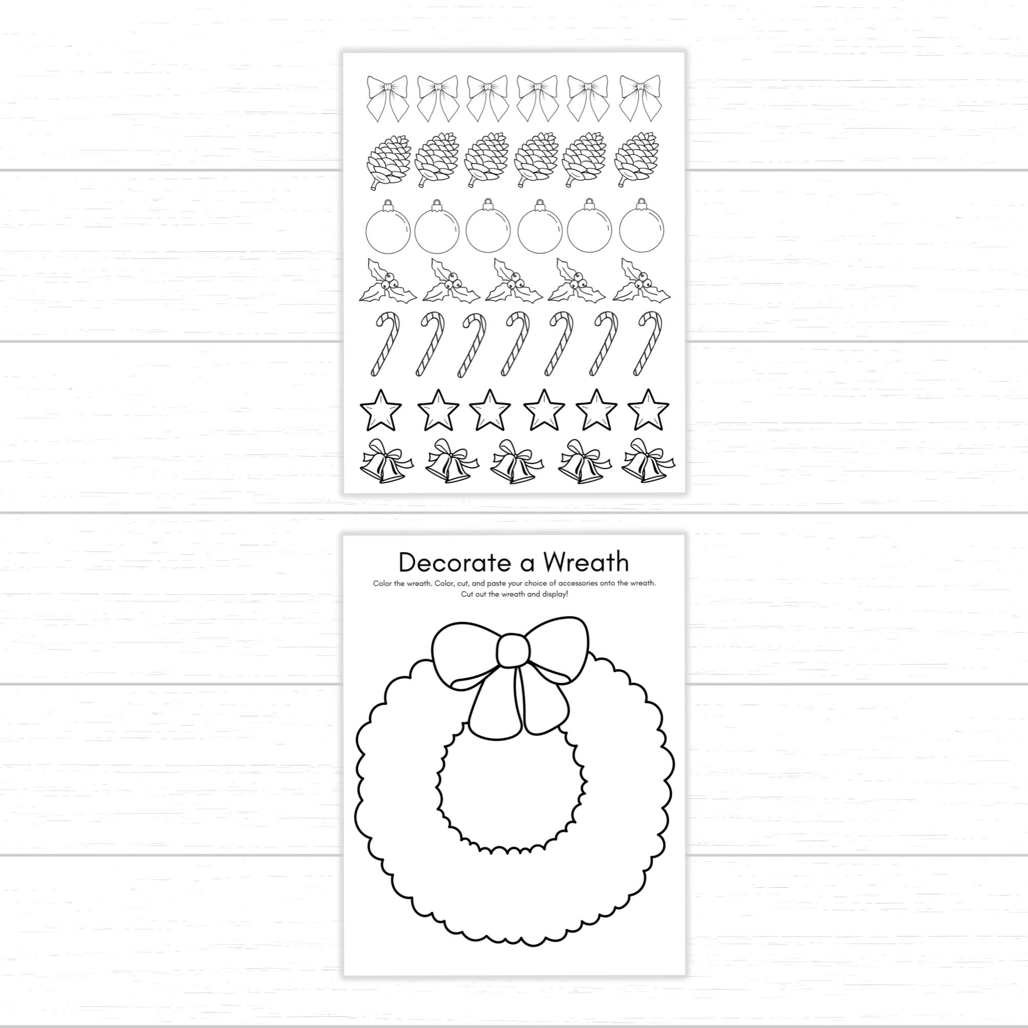 Build a Wreath Printable Christmas Activity for Kids | Decorate a ...