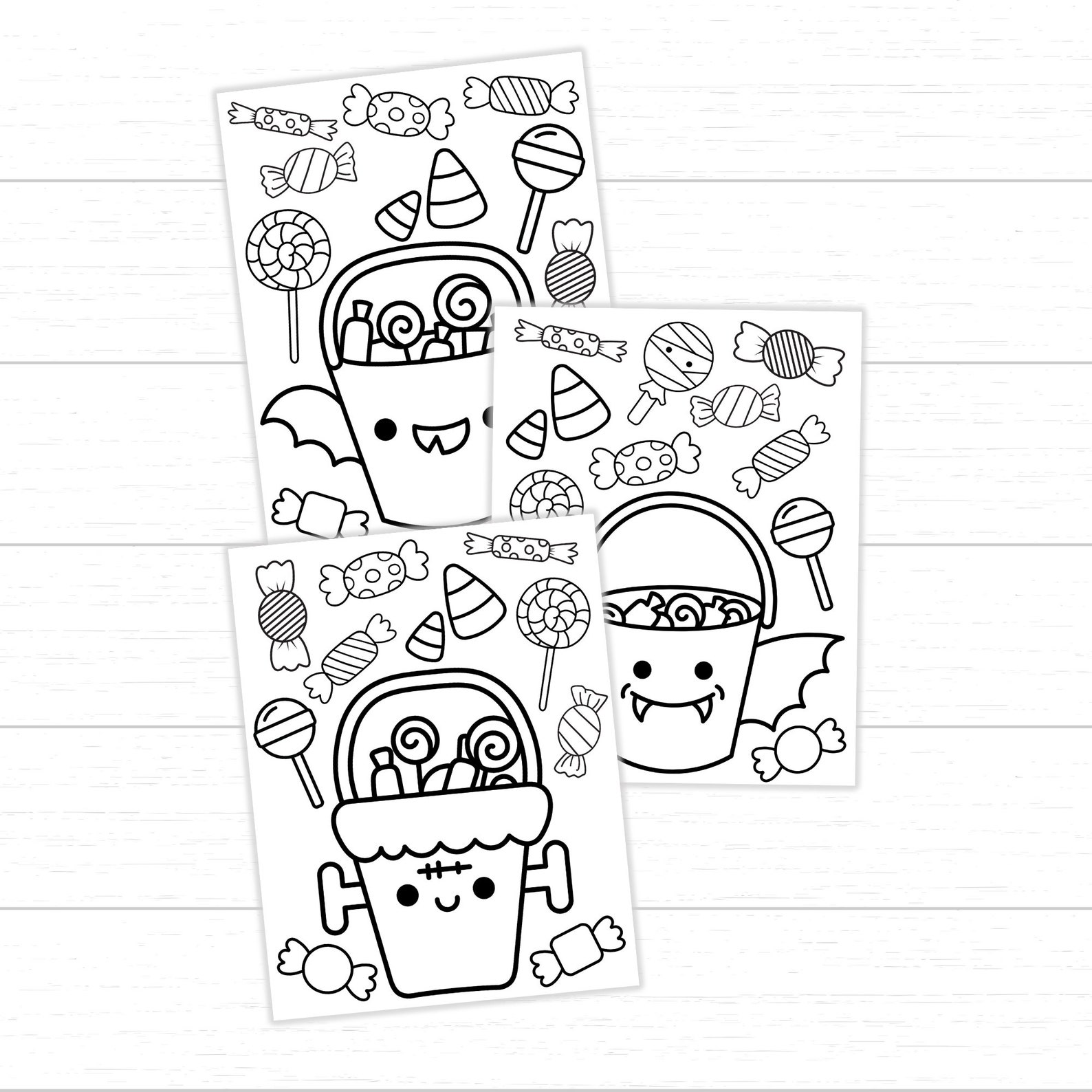Trick or Treat Bucket Coloring Pages, Halloween Candy Bucket Coloring ...