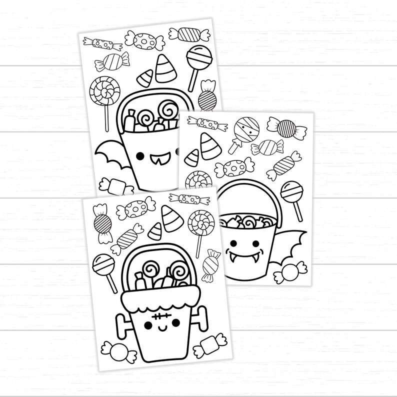 Trick or Treat Bucket Coloring Pages, Halloween Candy Bucket Coloring ...