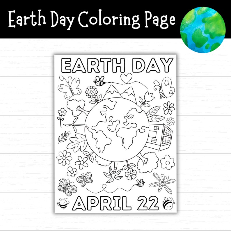 Earth Day Coloring Page, Coloring Pages for Kids, Celebrate Earth Day ...