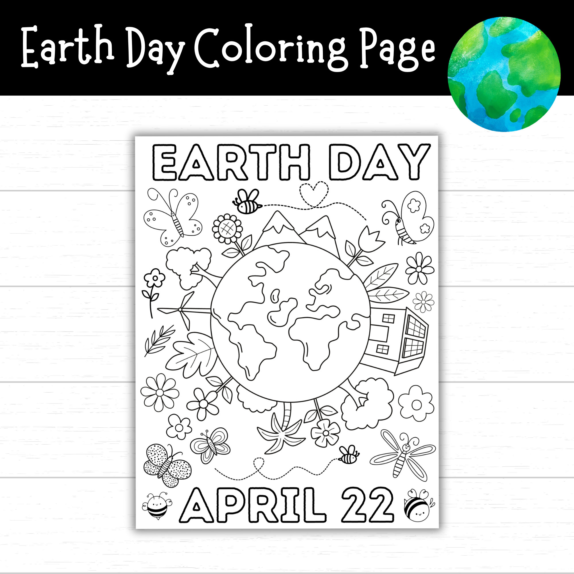 Earth Day Coloring Page, Coloring Pages for Kids, Celebrate Earth Day ...