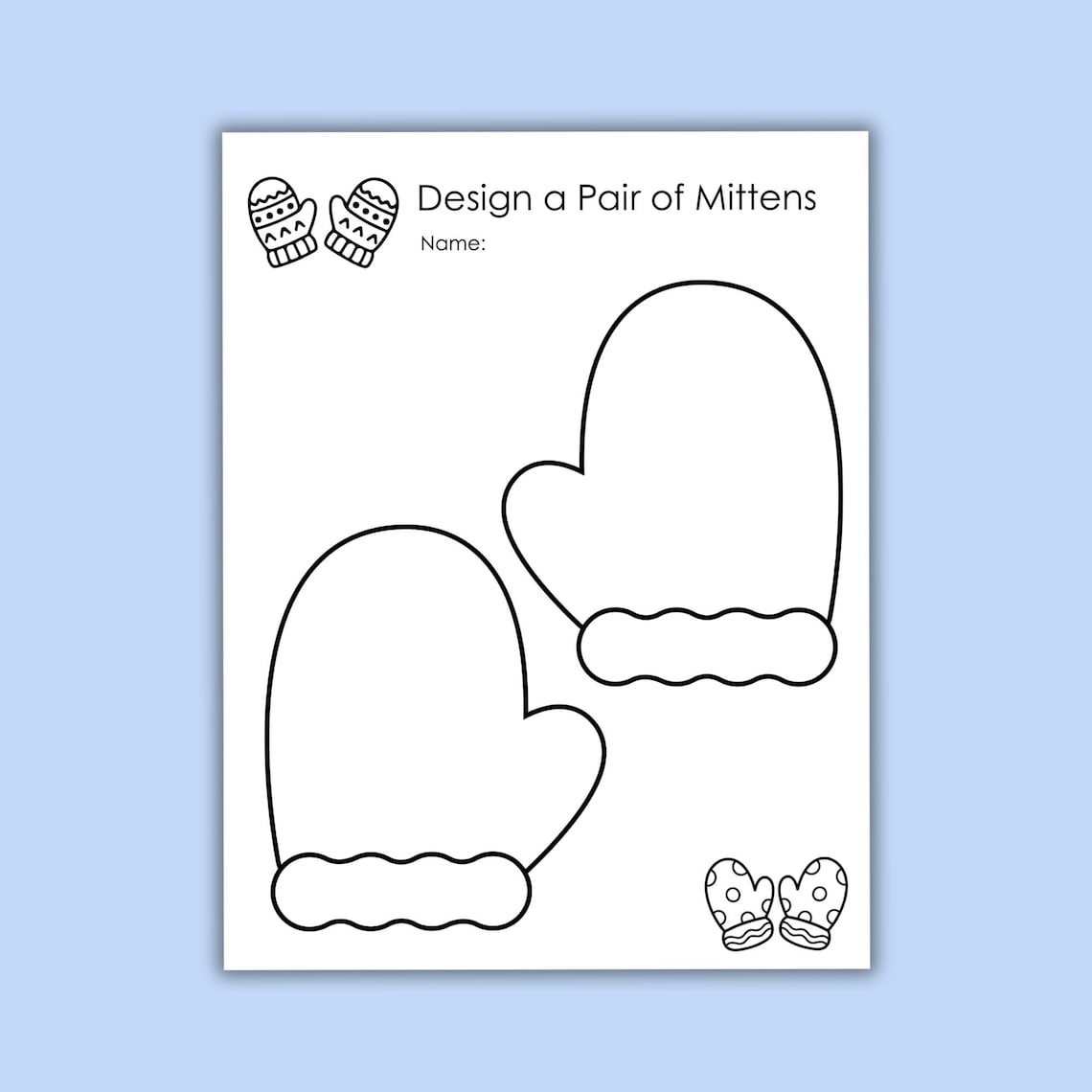 Design Your Own Pair of Mittens, 4-page Printable Set, Kids Winter ...