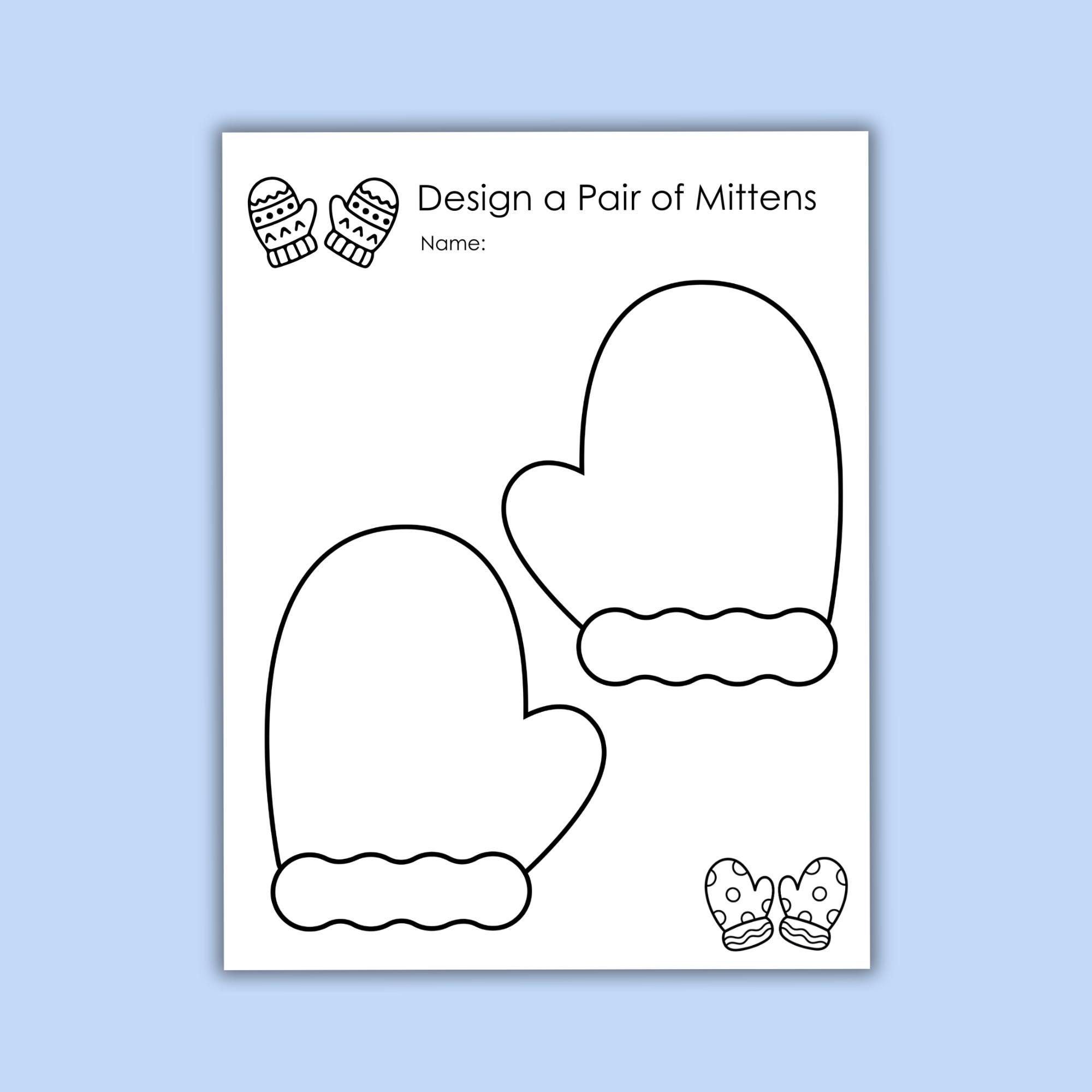 Design Your Own Pair of Mittens, 4-page Printable Set, Kids Winter ...