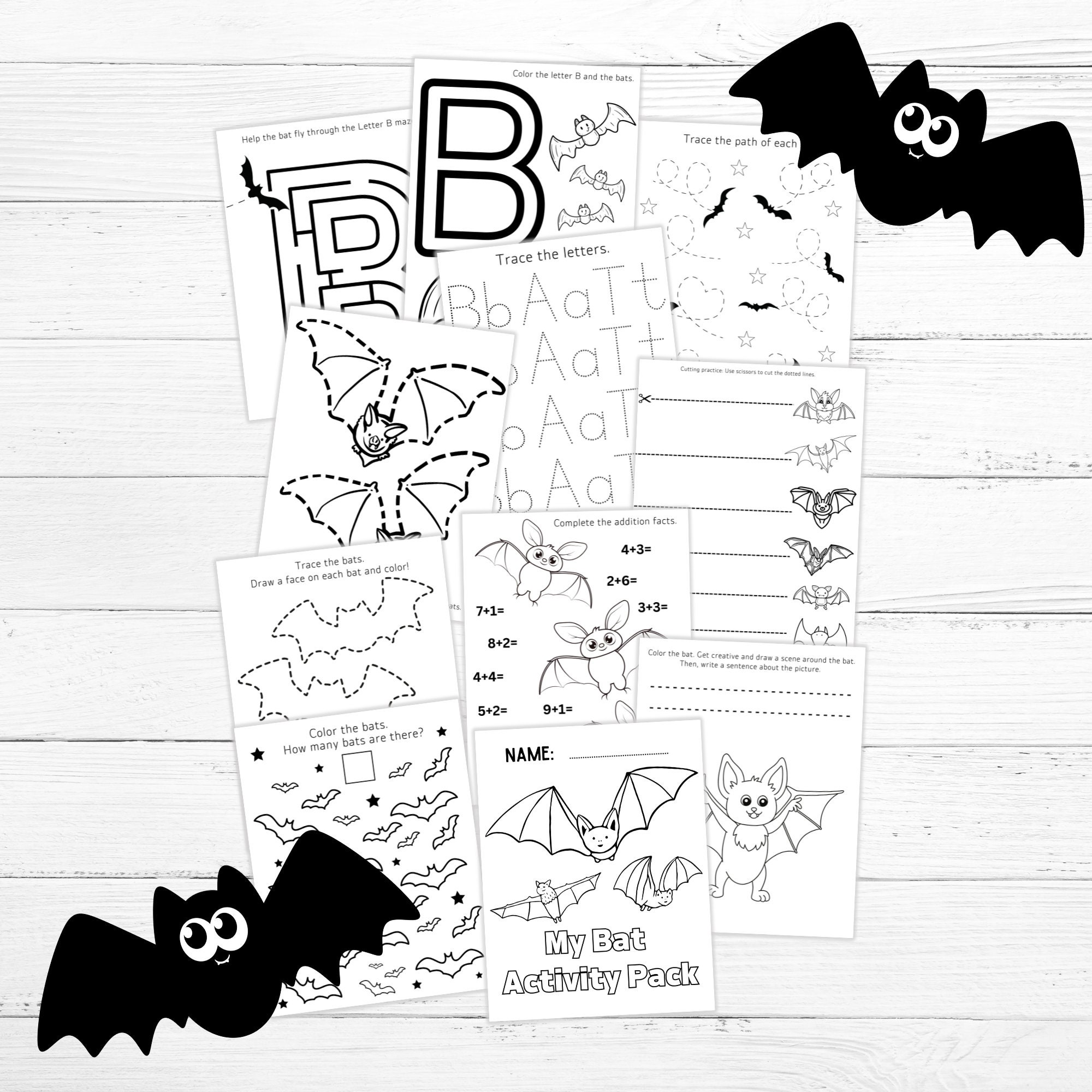 Bat Activity Pack Printable, Bat Worksheets, Bat Unit, Bat Learning Set ...