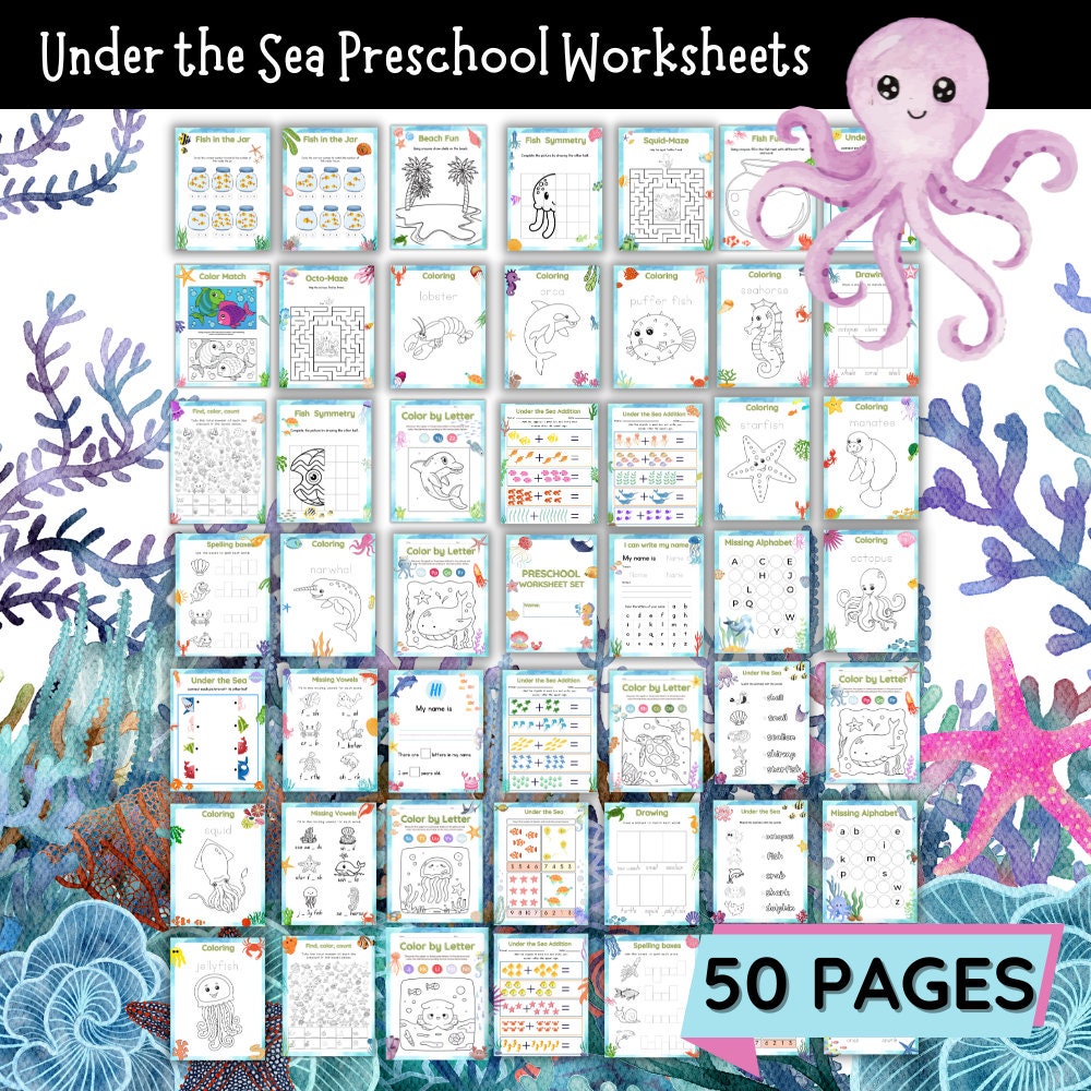 Under the Sea Preschool Activity Pack, Ocean Themed Printables, Sea ...