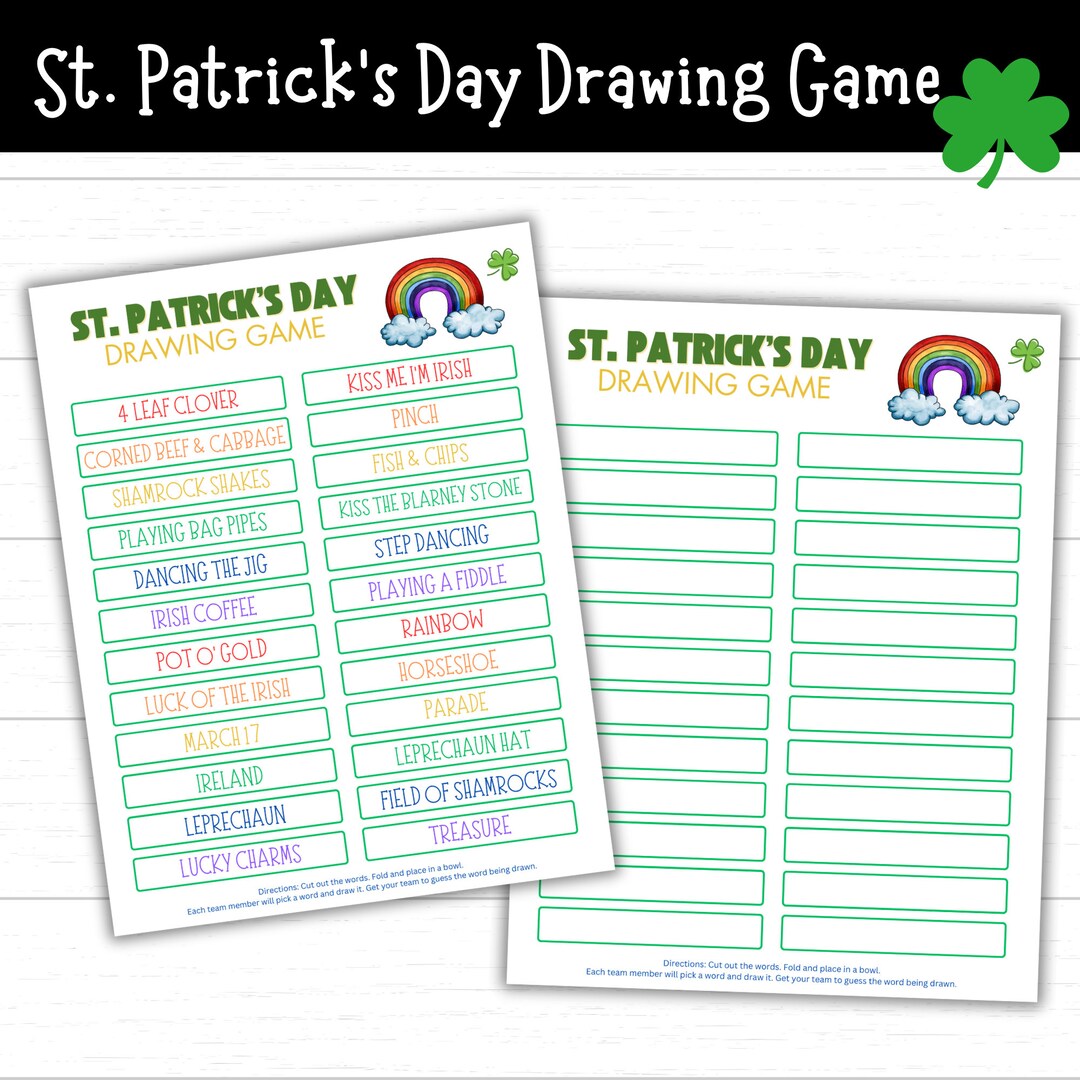 St. Patrick's Day Drawing Game, March Games, St. Patrick's Day Party ...