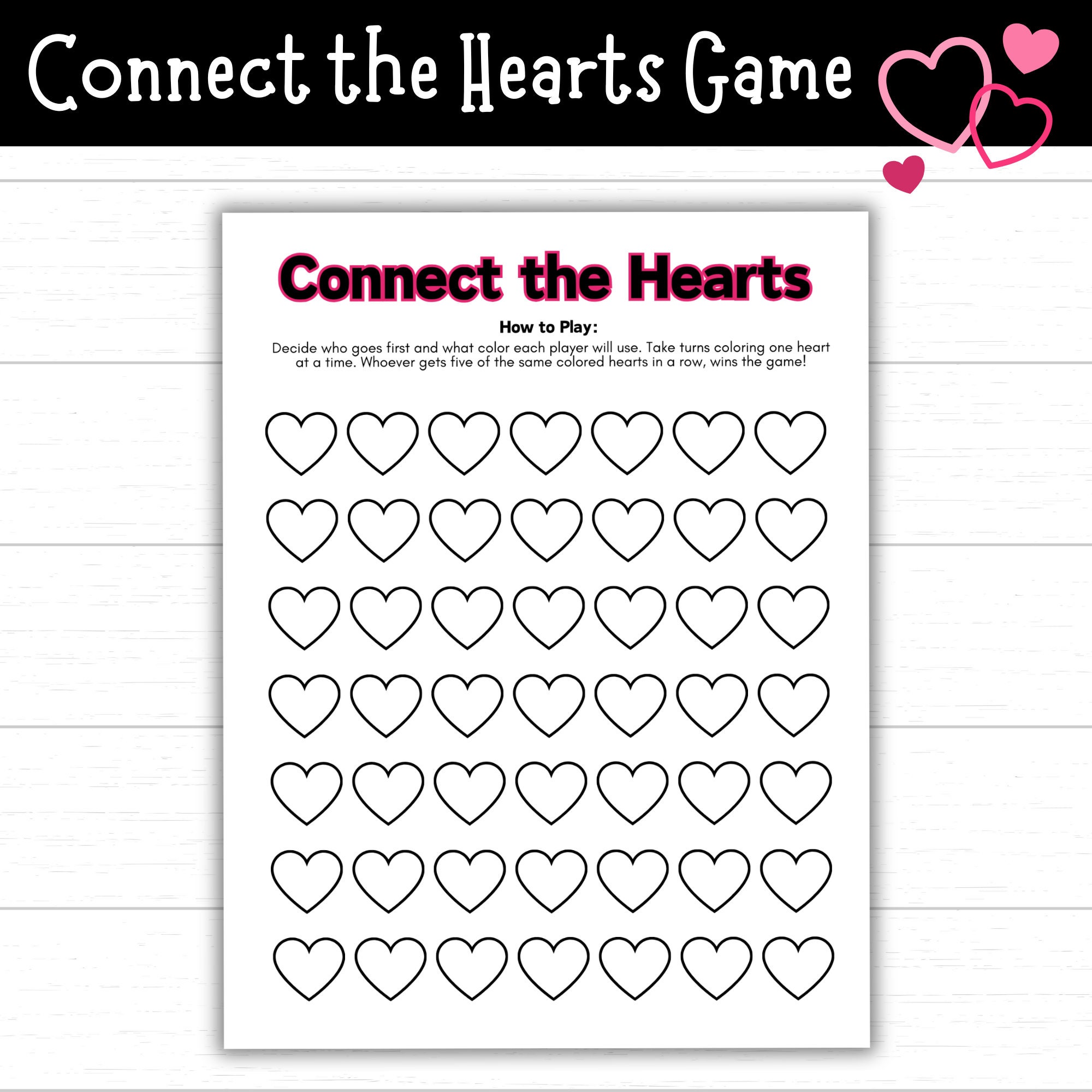Connect the Hearts, Printable Games for Kids, Printable Activities for ...