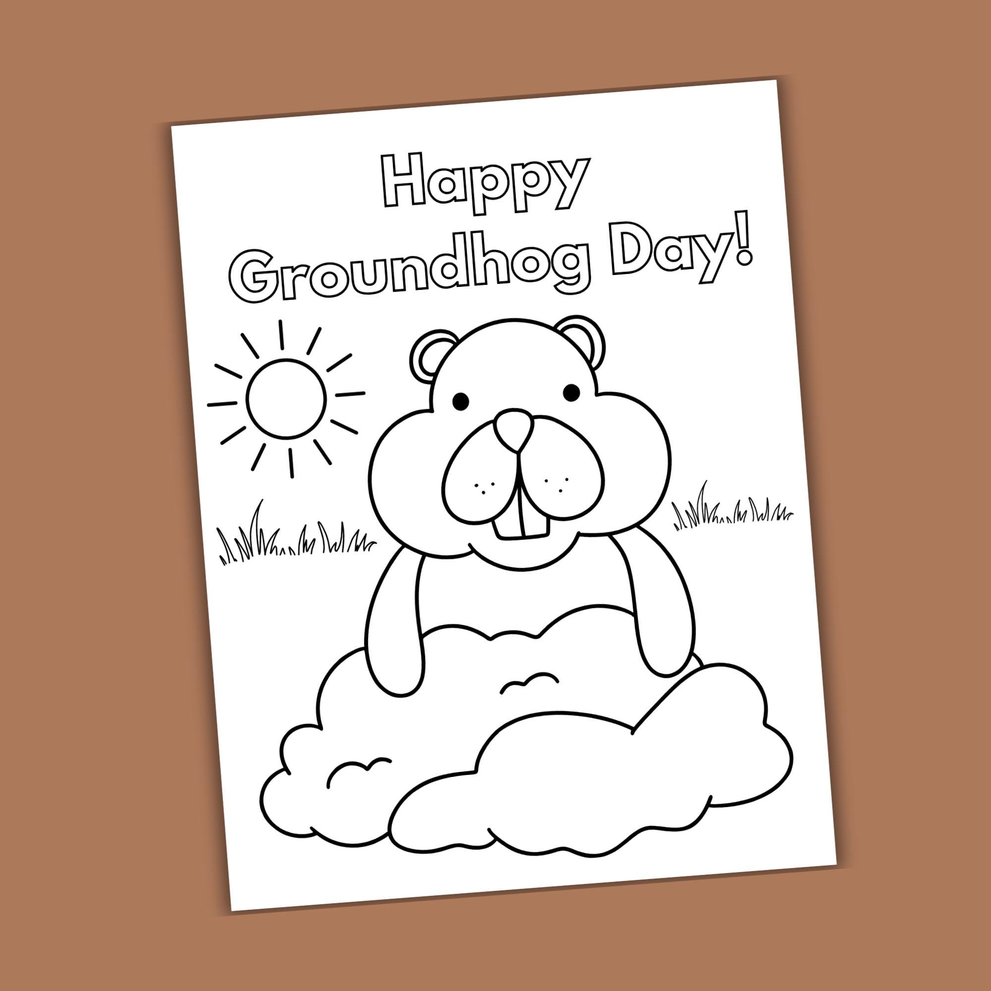 Groundhog Day Coloring Page, Happy Groundhog Day Printable, Fun ...