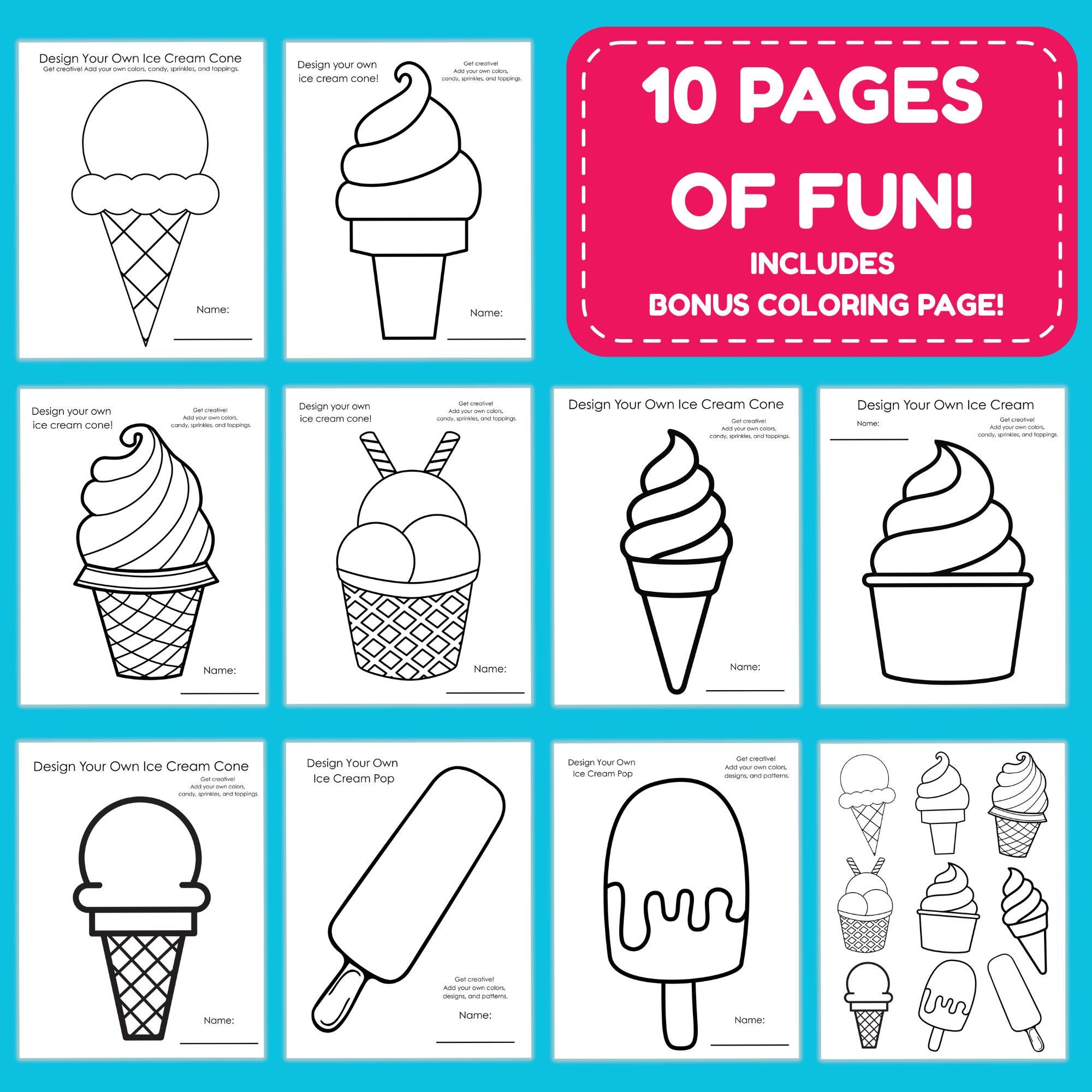 Design Your Own Ice Cream Printable Pack, Ice Cream Cone & Ice Cream ...
