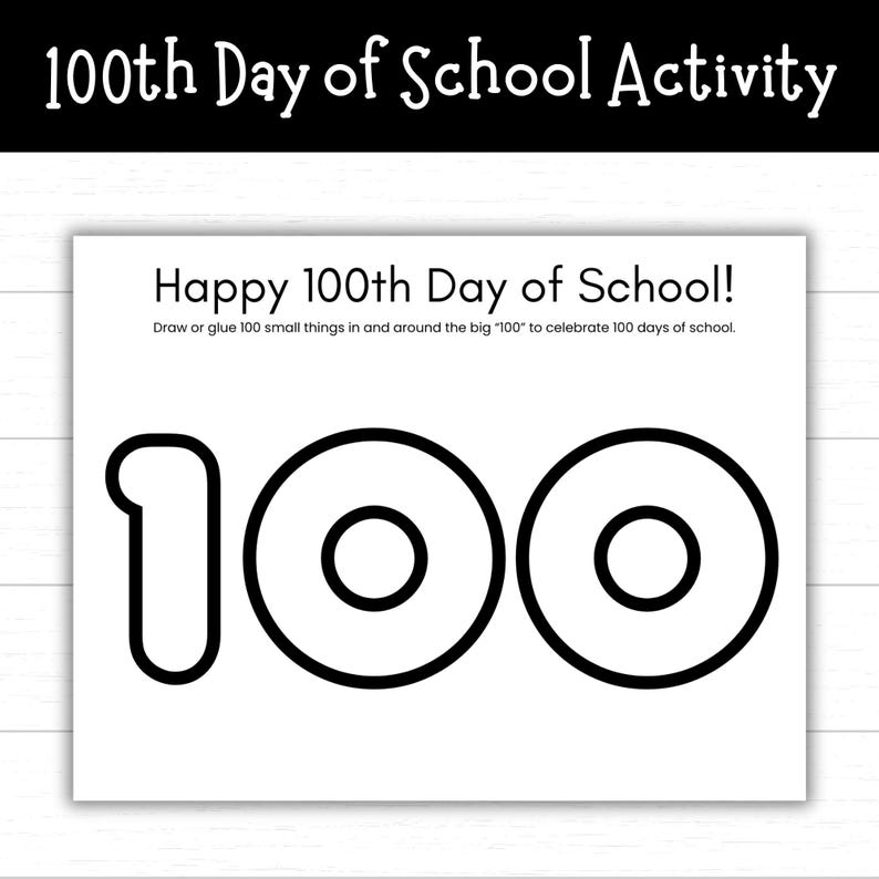 Happy 100th Day of School Activity, Printable 100 Days of School ...