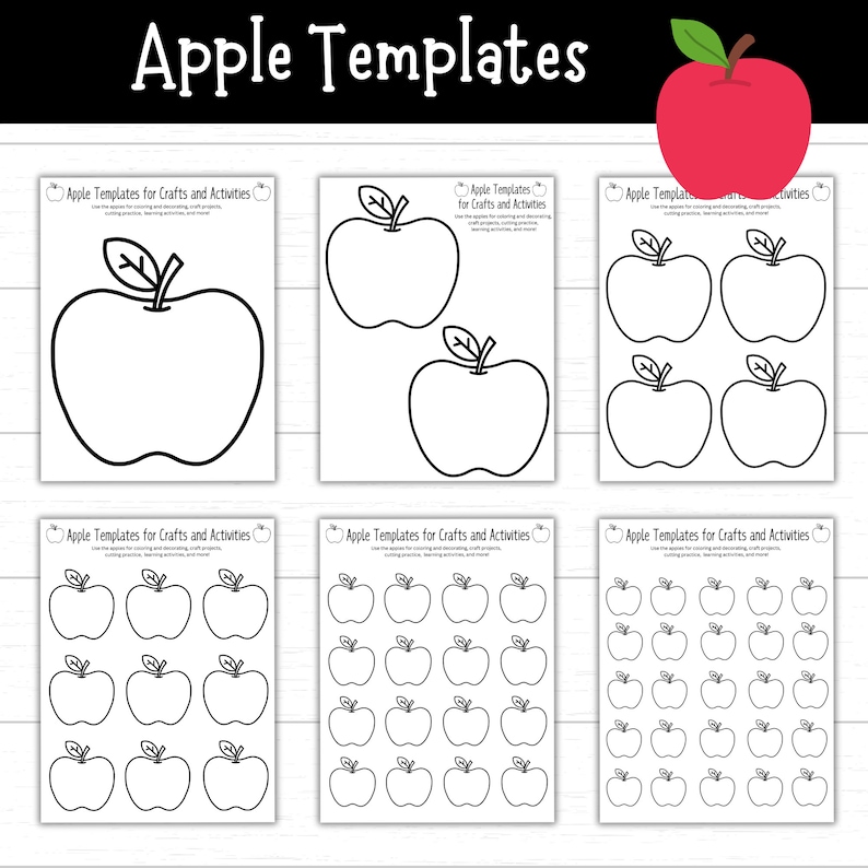 Apple Templates for Crafts and Activities, Apples to Color, Apples to ...