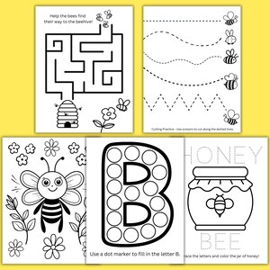 Printable Bee Activity Pack for Kids, Spring Worksheets, Coloring Pages ...