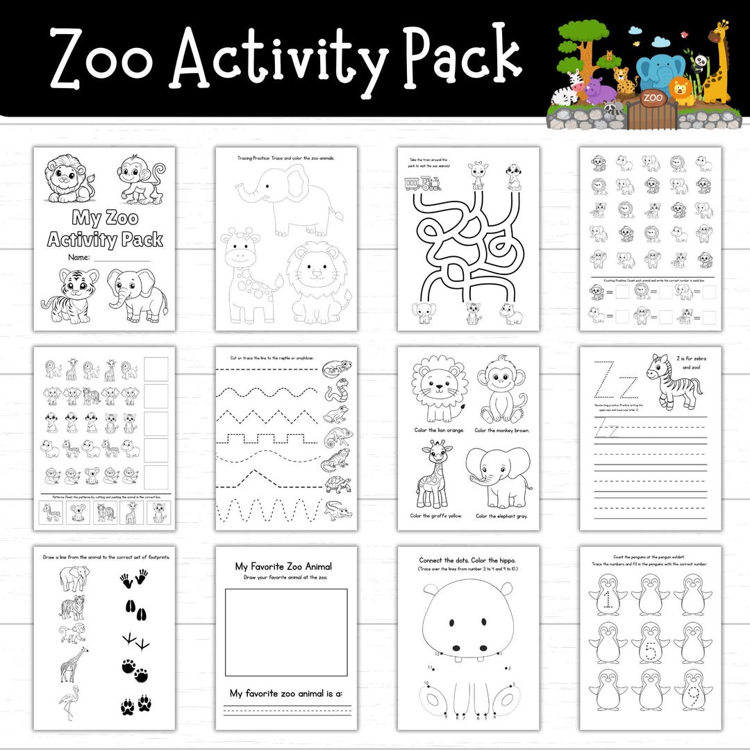 Zoo Activity Pack Printable for Preschool and Kindergarten, Printable ...