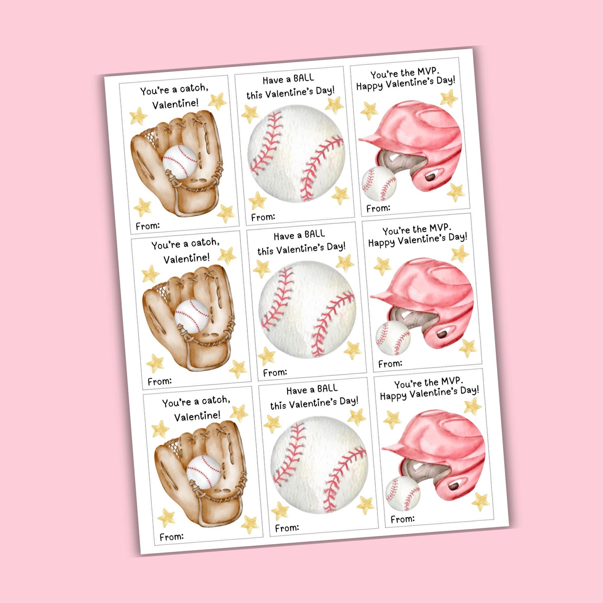 Baseball Valentine Cards Printable – Kids Classroom Valentines for ...
