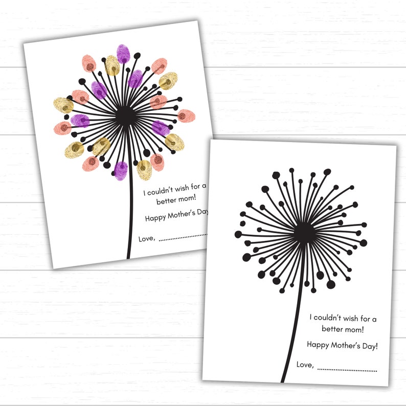 Mother's Day Dandelion Fingerprint Art, Printable Keepsake, DIY Gift ...