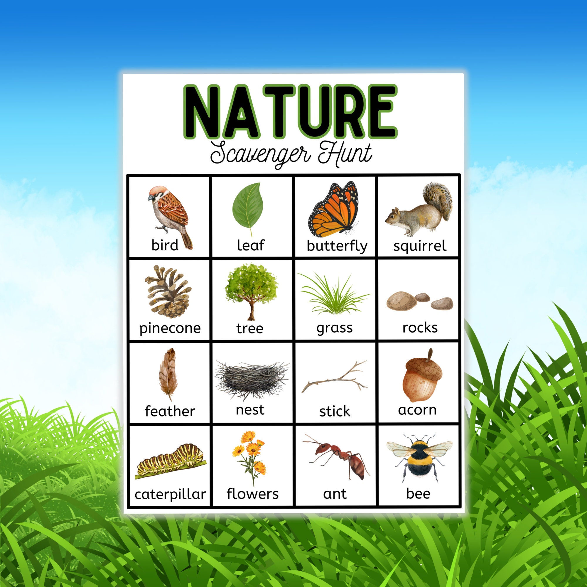 Nature Scavenger Hunt Printable, Kids Outdoor Activity, Educational ...
