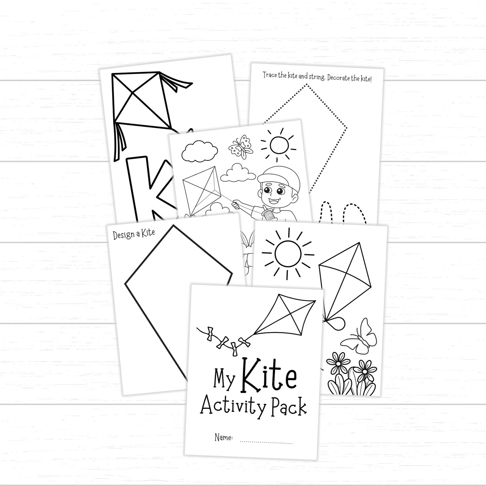 Kite Activity Pack for Kids, Kite Printables, Printable Kite Coloring ...