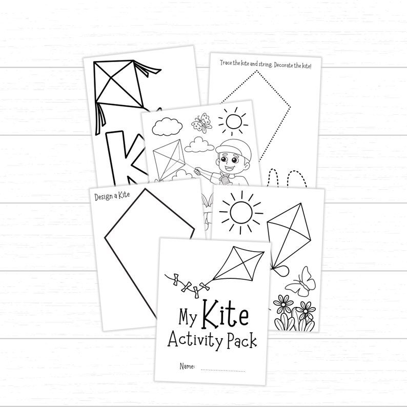 Kite Activity Pack for Kids, Kite Printables, Printable Kite Coloring ...