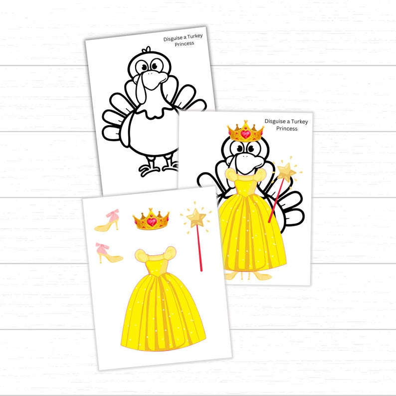 Princess Disguise a Turkey Set – Printable Thanksgiving Craft for Kids ...