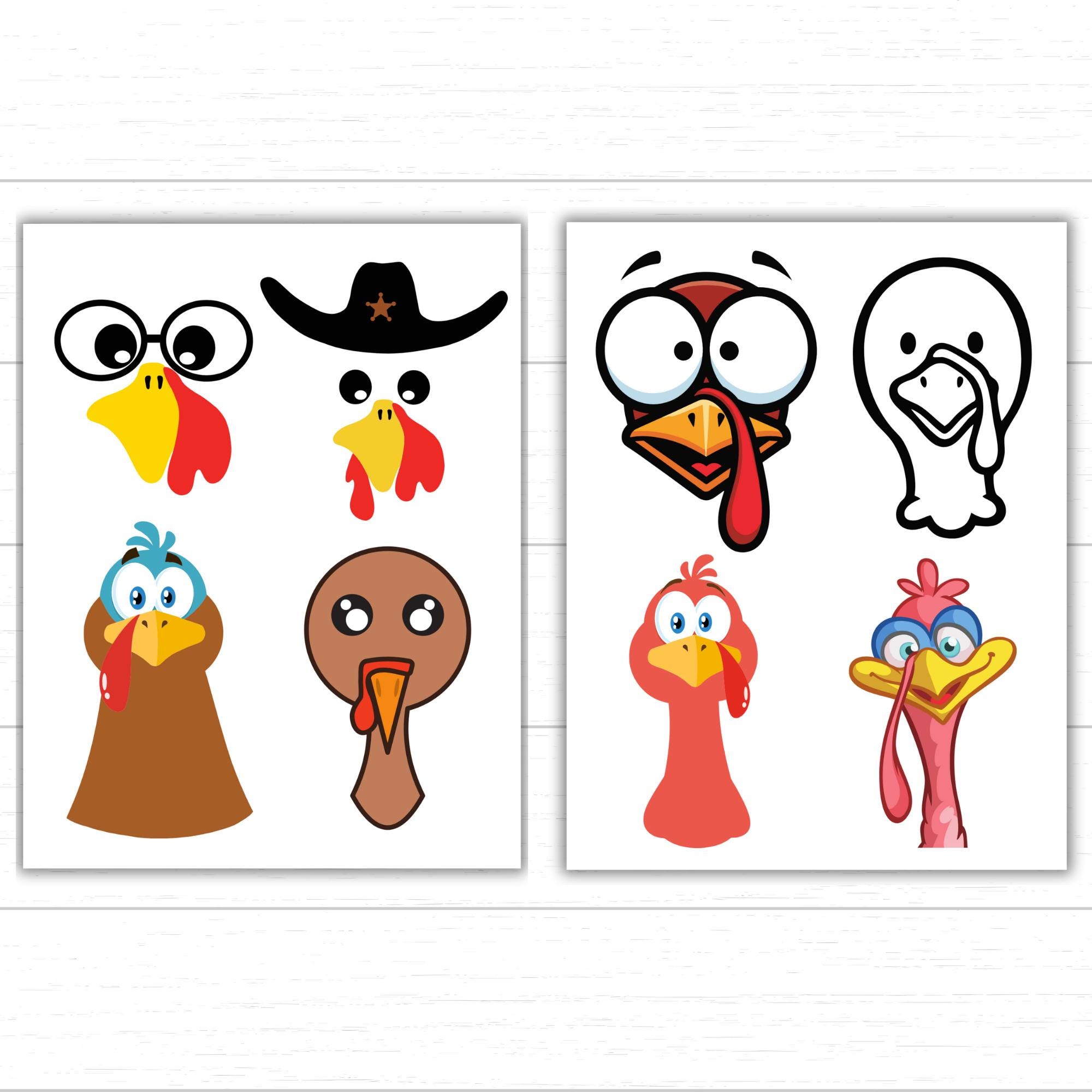 Printable Turkey Faces for Crafts, Thanksgiving Turkey Craft Templates ...