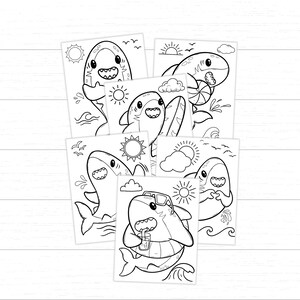 Printable Shark Coloring Pages, Summer Shark Week Printables, Ocean ...