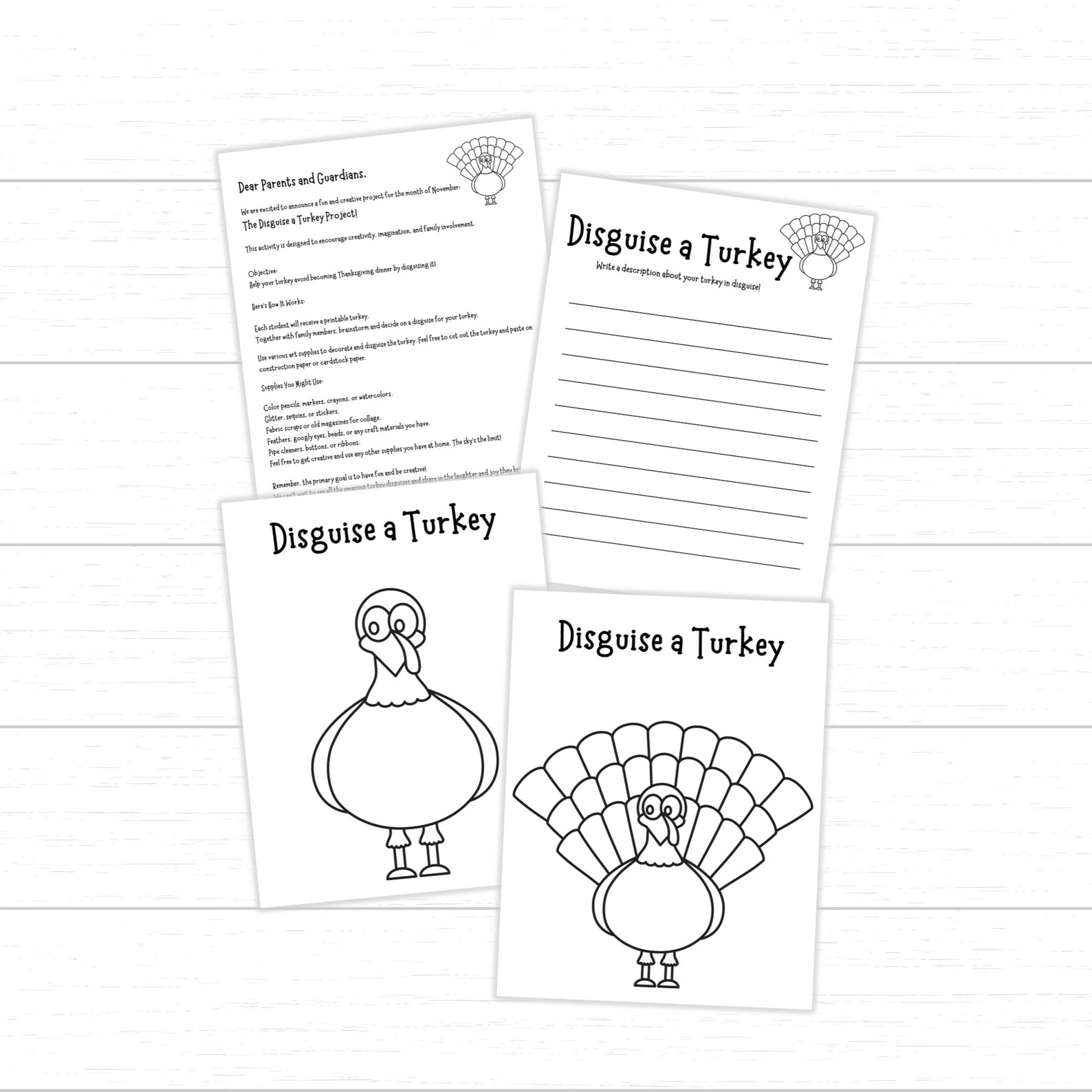 Disguise a Turkey Project, Turkey in Disguise, Printable Disguise a ...