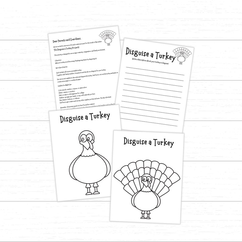 Disguise a Turkey Project, Turkey in Disguise, Printable Disguise a ...