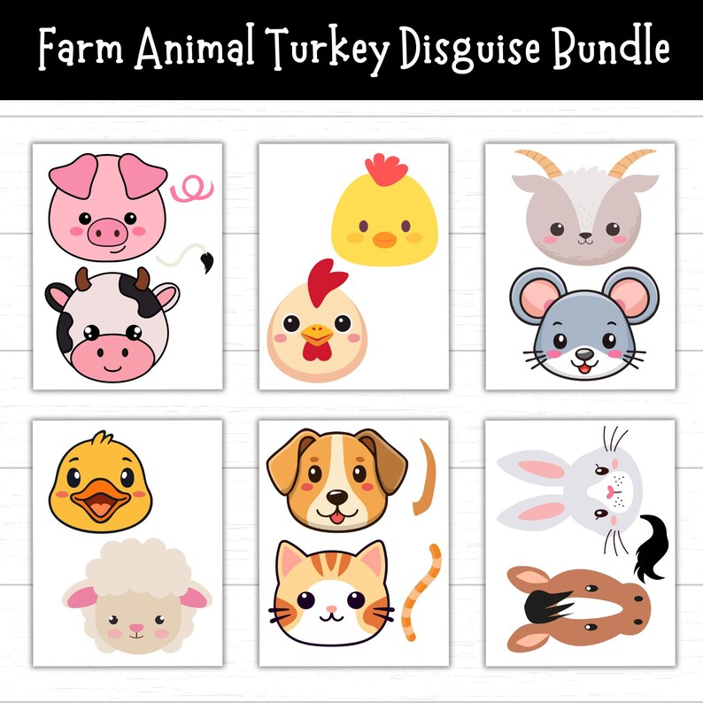 Disguise a Turkey Farm Animal Bundle, Farm Animal Thanksgiving Craft ...