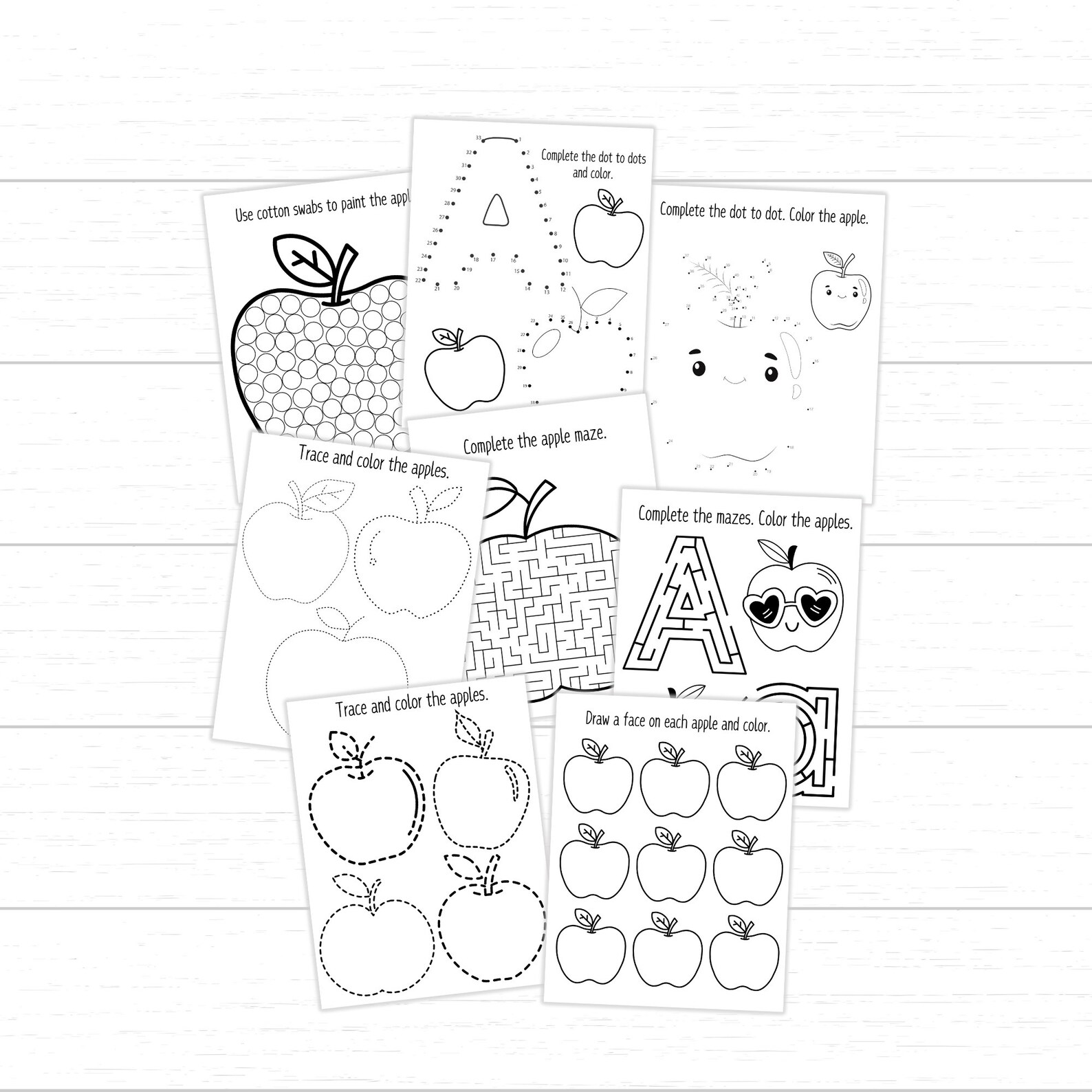 Apple Activity Pack Printable, Apple Tracing Activity, Apple Crafts ...