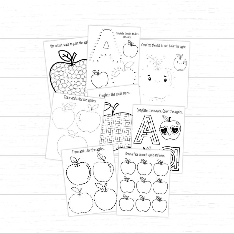 Apple Activity Pack Printable, Apple Tracing Activity, Apple Crafts ...