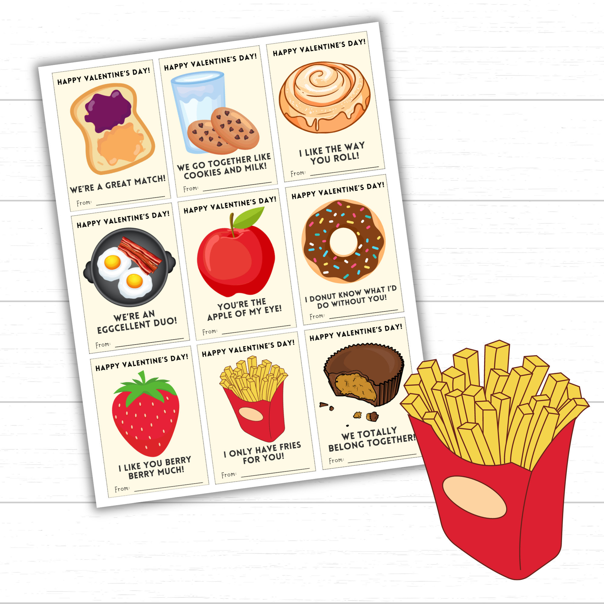 Food Valentine's Day Cards, Printable Food Valentines, Cute Food ...