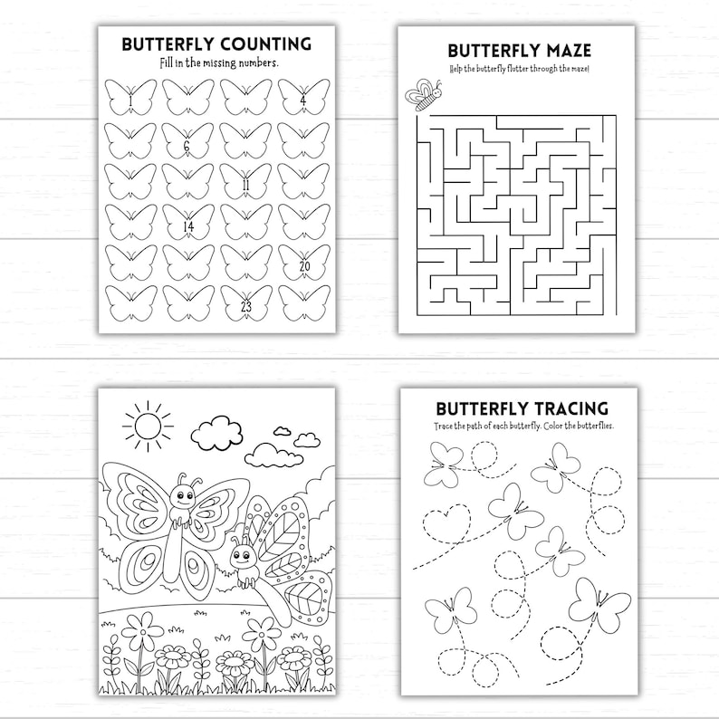 Butterfly Activity Pack Printable for Kids, Butterfly Craft, Coloring ...