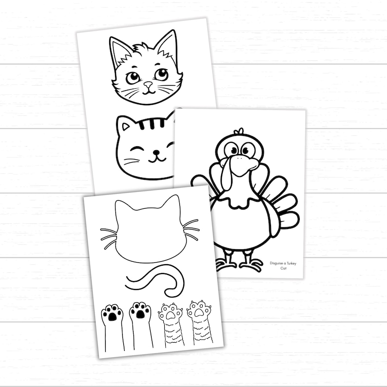 Disguise a Turkey Cat Craft, Printable Thanksgiving Activity for Kids ...