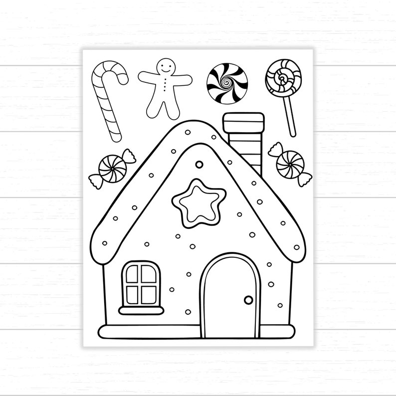 Gingerbread House Coloring Pages, Christmas Coloring Pages for Kids ...