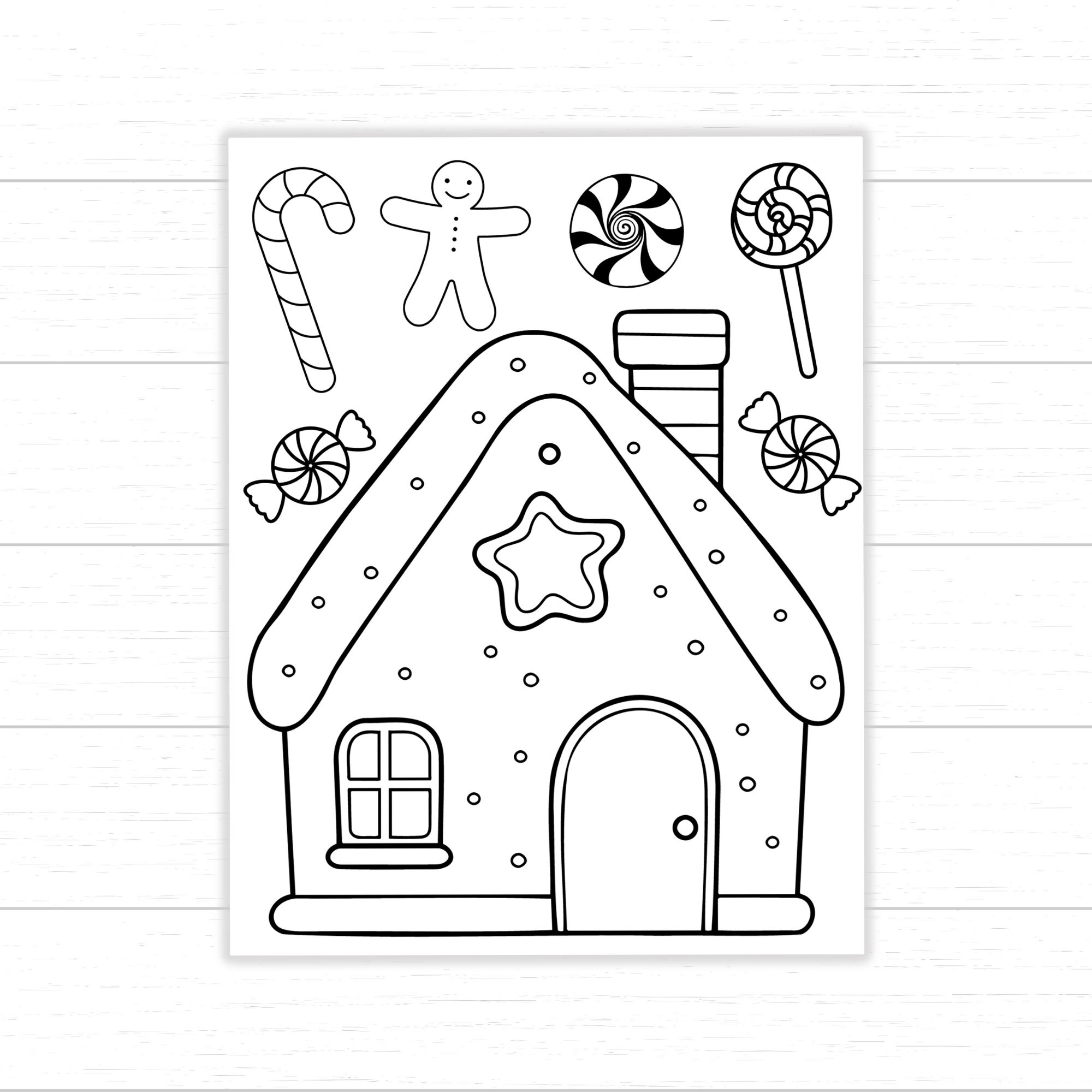 Gingerbread House Coloring Pages, Christmas Coloring Pages for Kids ...