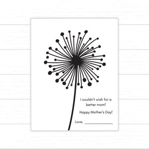 Mother's Day Dandelion Fingerprint Art, Printable Keepsake, DIY Gift ...