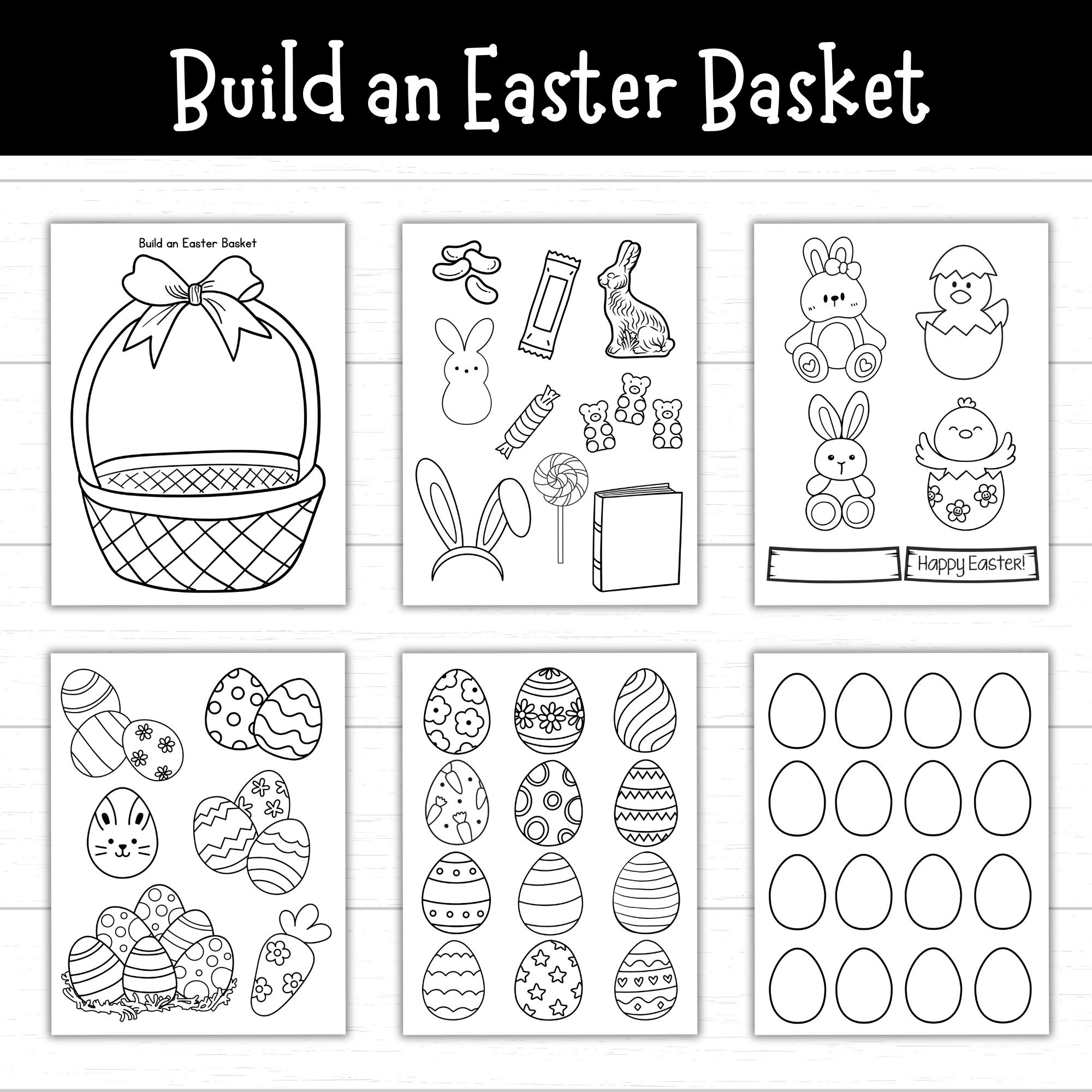 Build an Easter Basket Printable, Printable Easter Basket Coloring Page ...