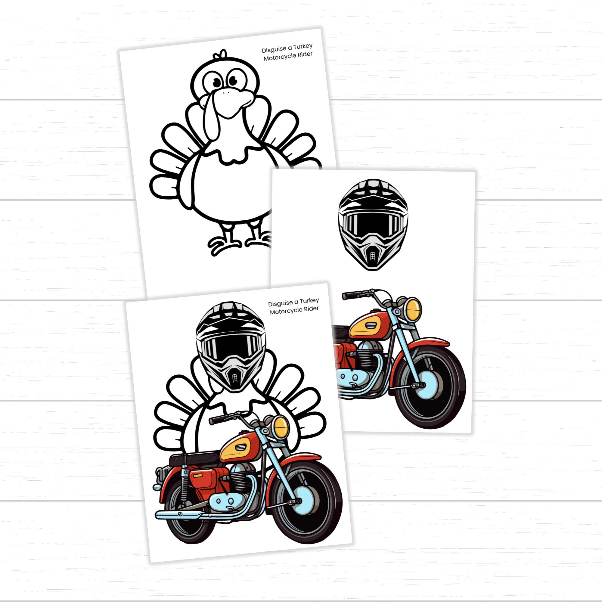 Disguise a Turkey Motorcycle Rider, Motorcycle Turkey, Printable Outfit ...
