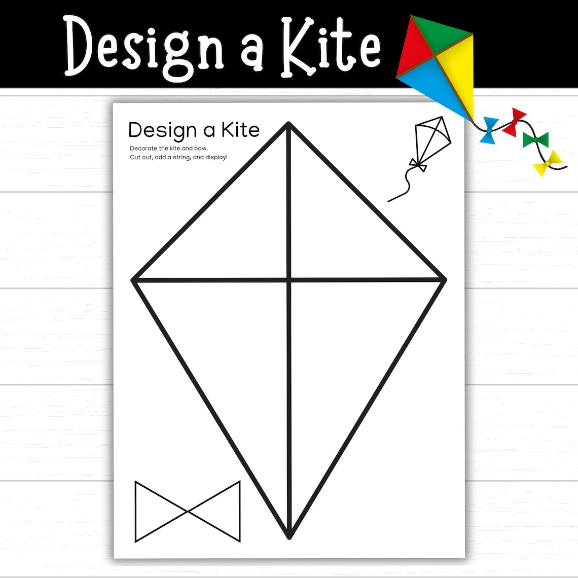 Design a Kite Printable, Decorate a Kite, Kite Craft, Spring Kite ...