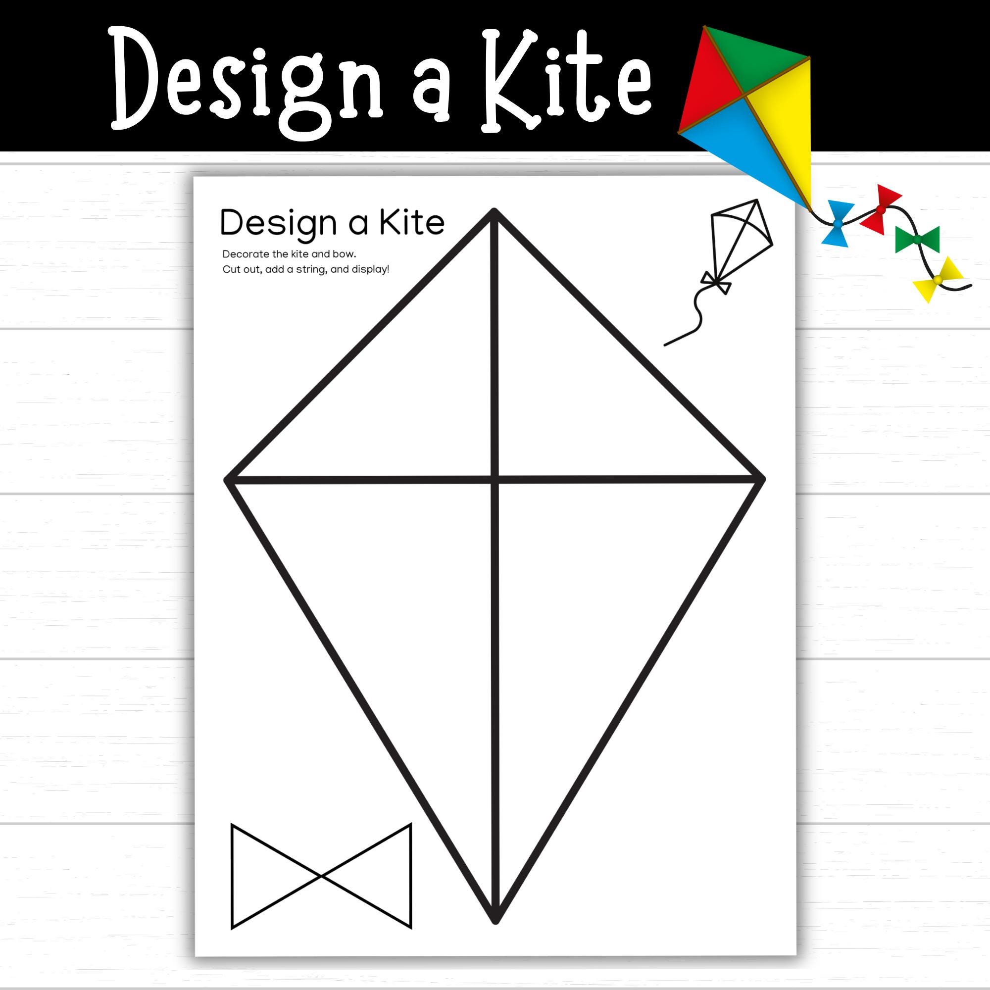 Design a Kite Printable, Decorate a Kite, Kite Craft, Spring Kite ...