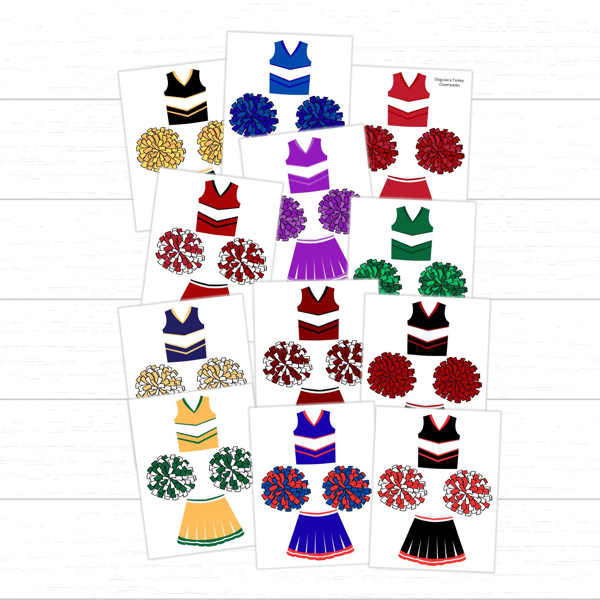 Disguise a Turkey Cheerleader Uniform Printable Pack, Cheerleader ...