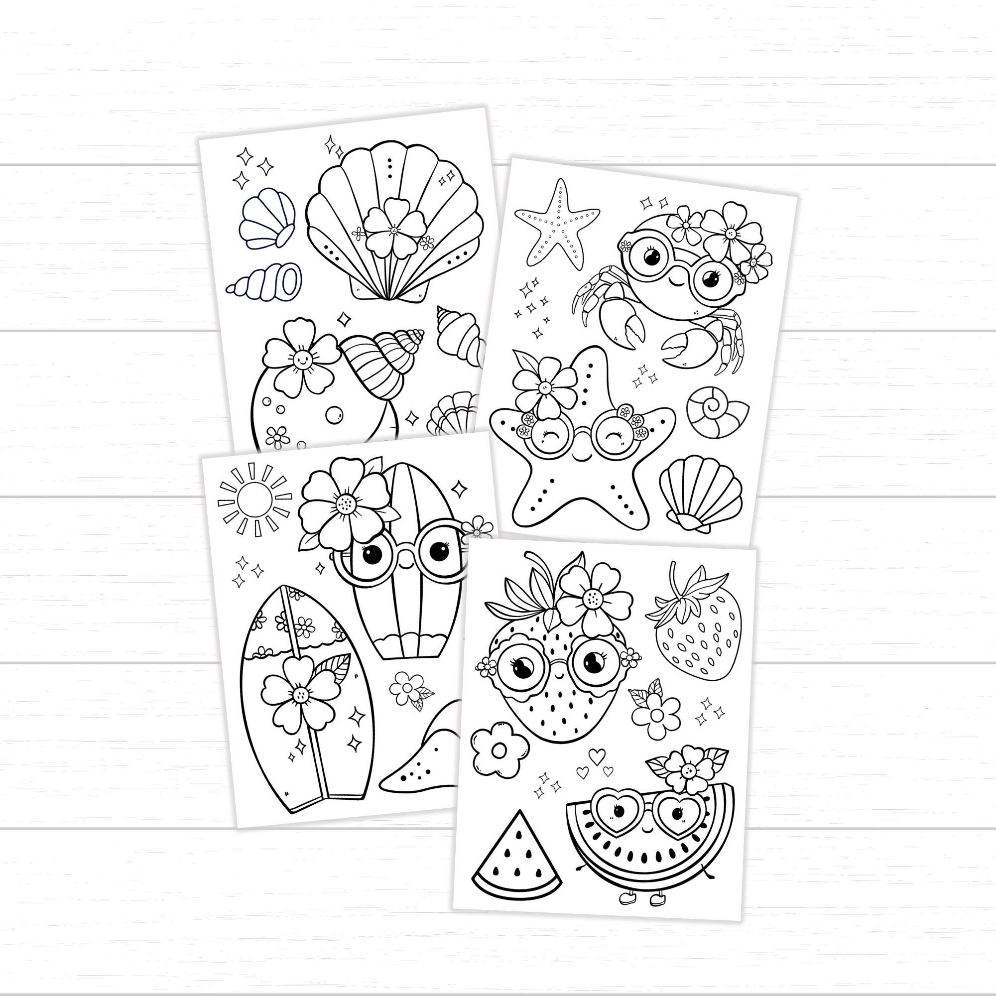 Printable Summer Coloring Pages, Summer Coloring Book, Beach Activities ...