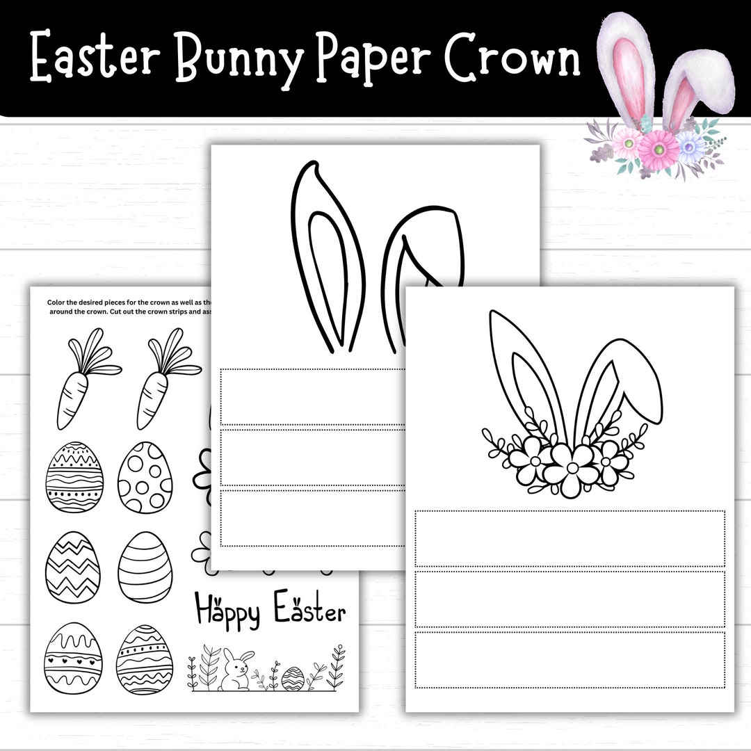 Easter Bunny Paper Crown, Bunny Headband for Kids, Easter Printable ...