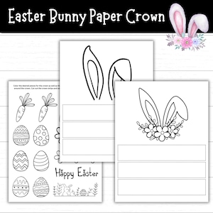 Easter Bunny Paper Crown, Bunny Headband for Kids, Easter Printable ...
