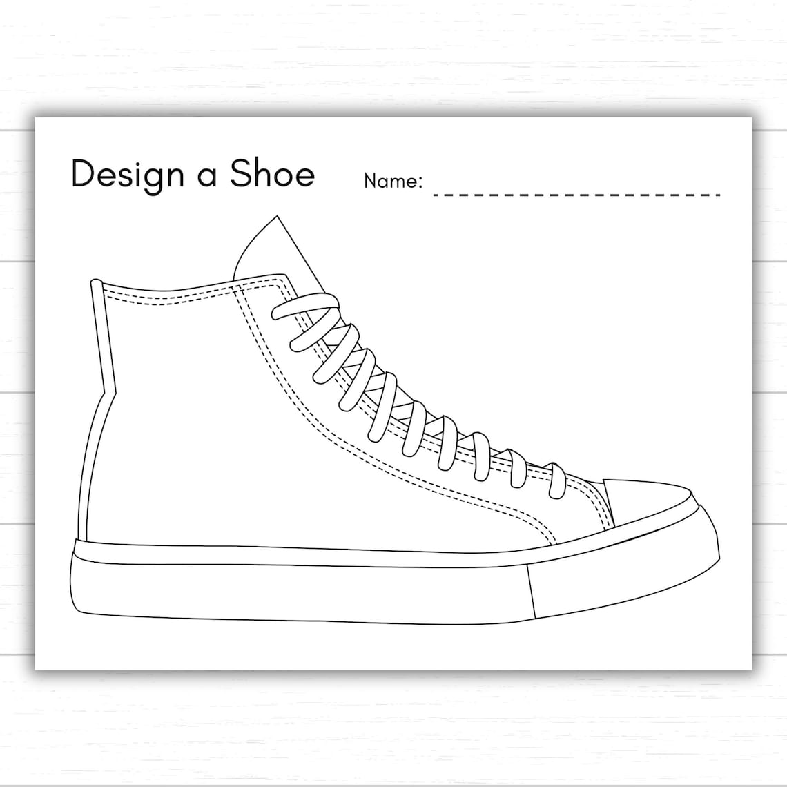 Design a Shoe Printable, Decorate a Sneaker, Printable Shoe Template ...