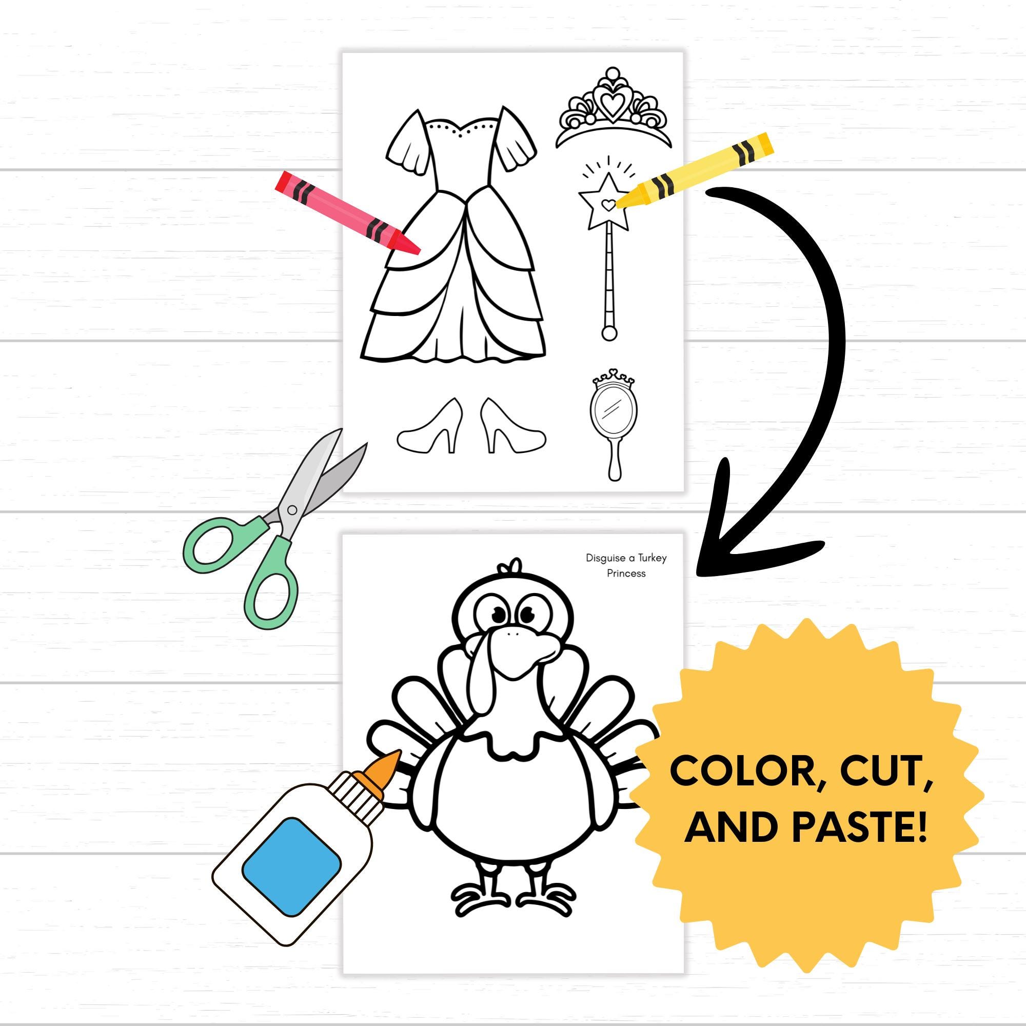 Disguise a Turkey Princess, Princess Turkey Disguise Coloring Page ...